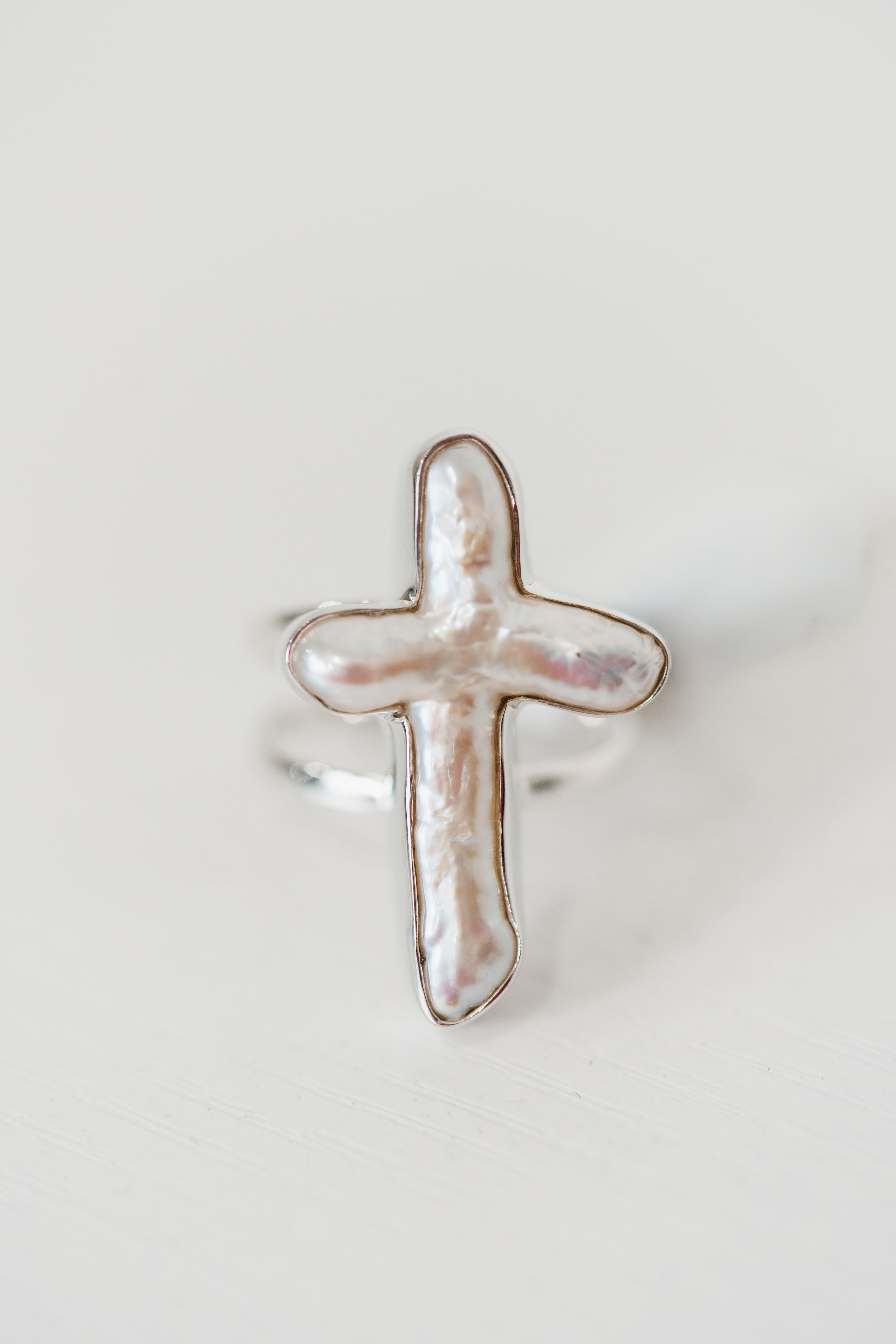 Pearl Cross Ring | #3 – Goldie Lew Jewelry