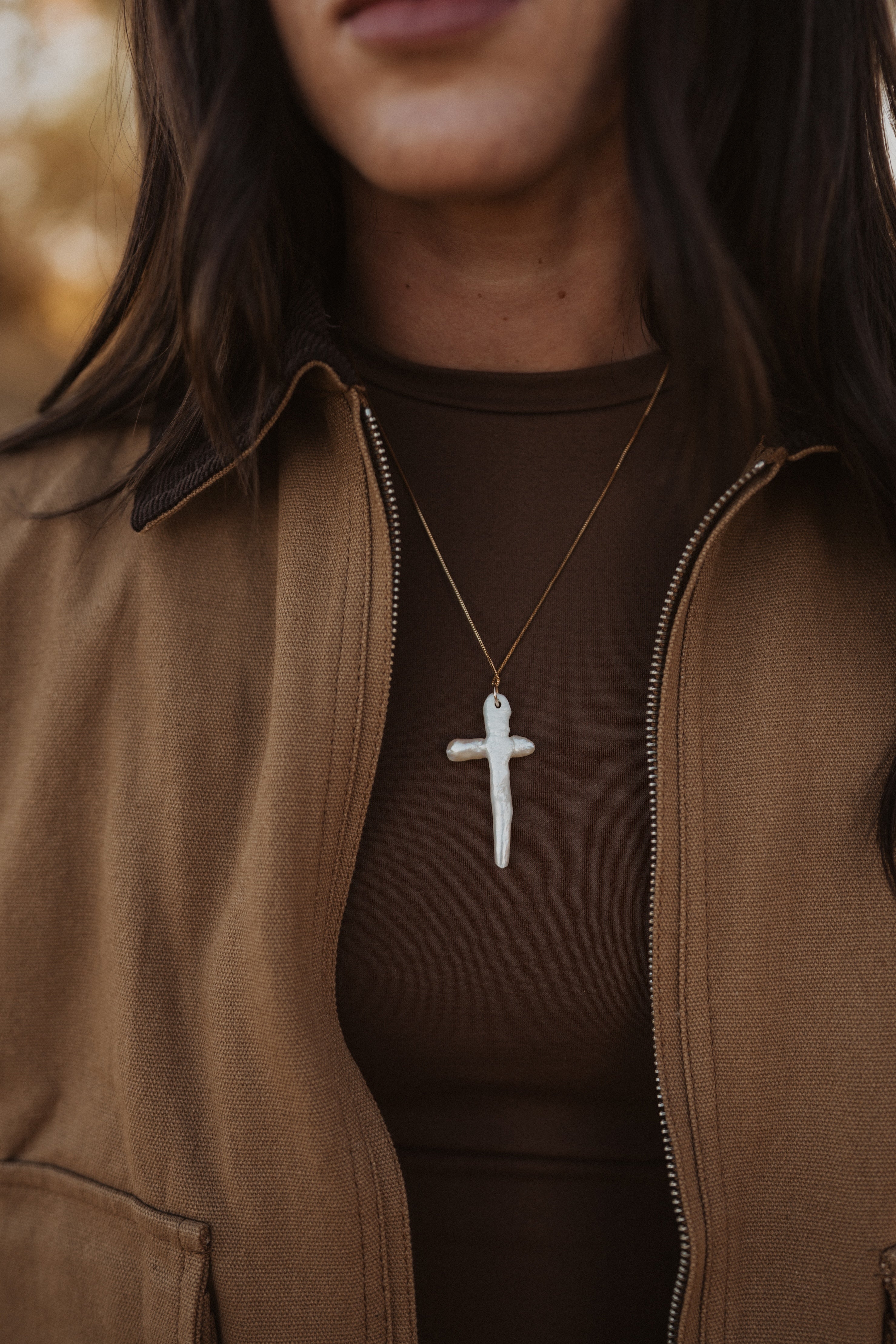 Mother of Pearl Cross Necklace – Goldie Lew Jewelry