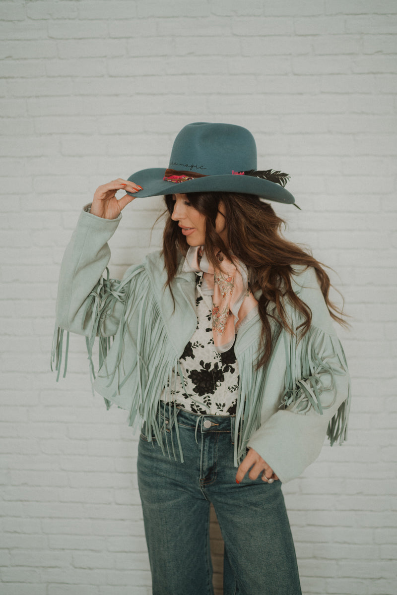 Baby Blue Fringe Jacket - FINAL SALE – Goldie Lew Jewelry